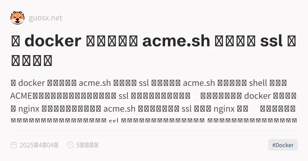 在 docker 环境下使用 acme.sh 自动签发 ssl 范域名证书